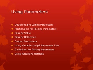 Module 4 : methods & parameters | PPT