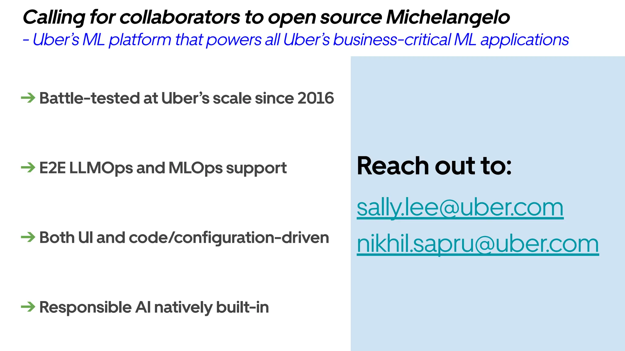 AI/ML Infra Meetup | Open Source Michelangelo: Uber's Predictive to ...