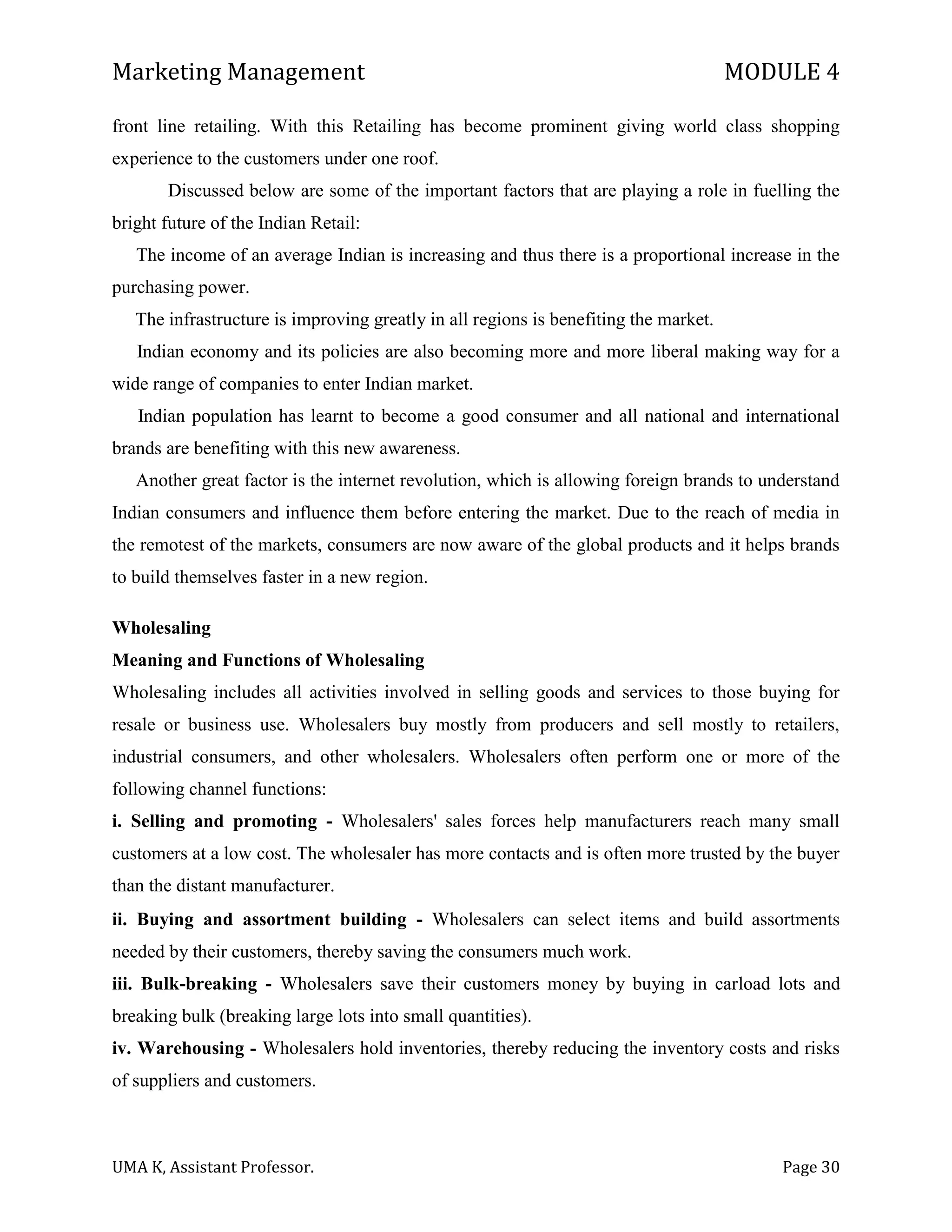 Marketing management module 4 uma k | PDF