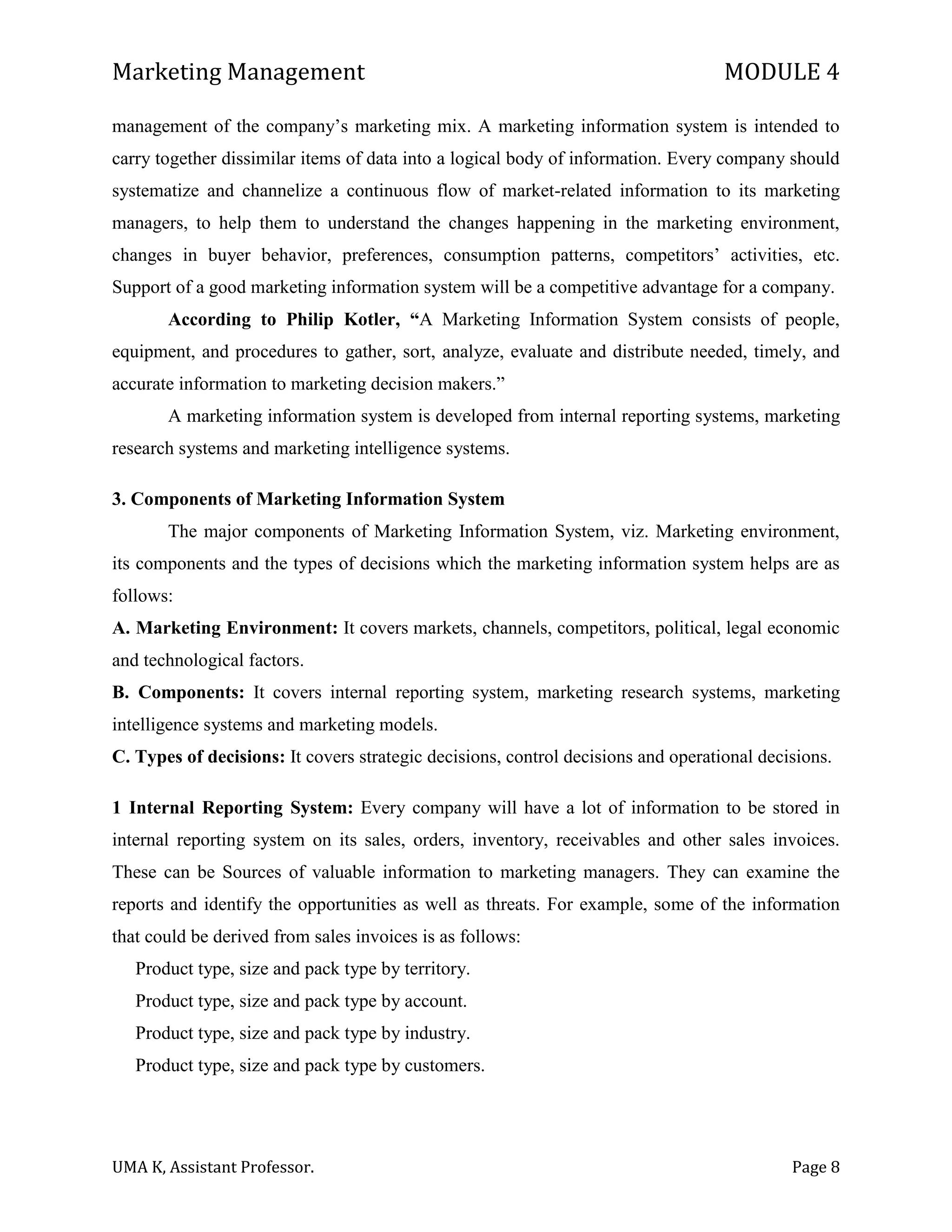 Marketing management module 4 uma k | PDF