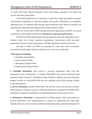 Management of non profit organisation module 4 | PDF