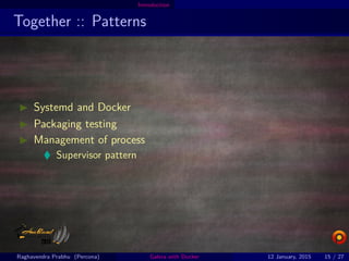 Galera with Docker: How Synchronous Replication and Linux Containers mesh together | PDF