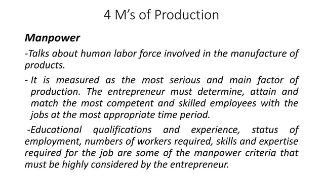 4 Ms OF PRODUCTION.pptx | Business | Business and Finance