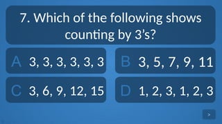 4 Multiple Choice MATH QUIZ GRADE 1.pptx