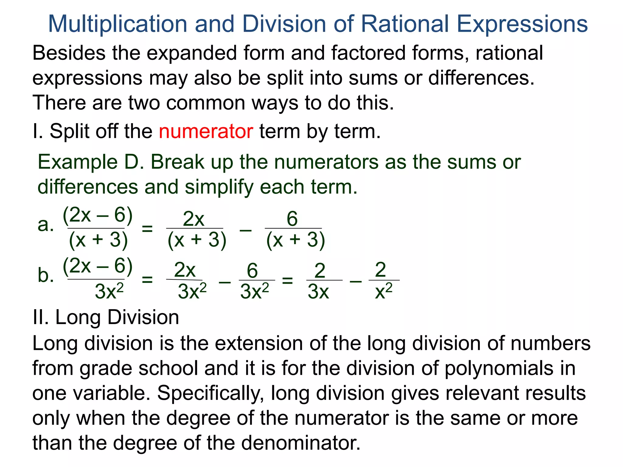 4 multiplication and division of rational expressions | PPT