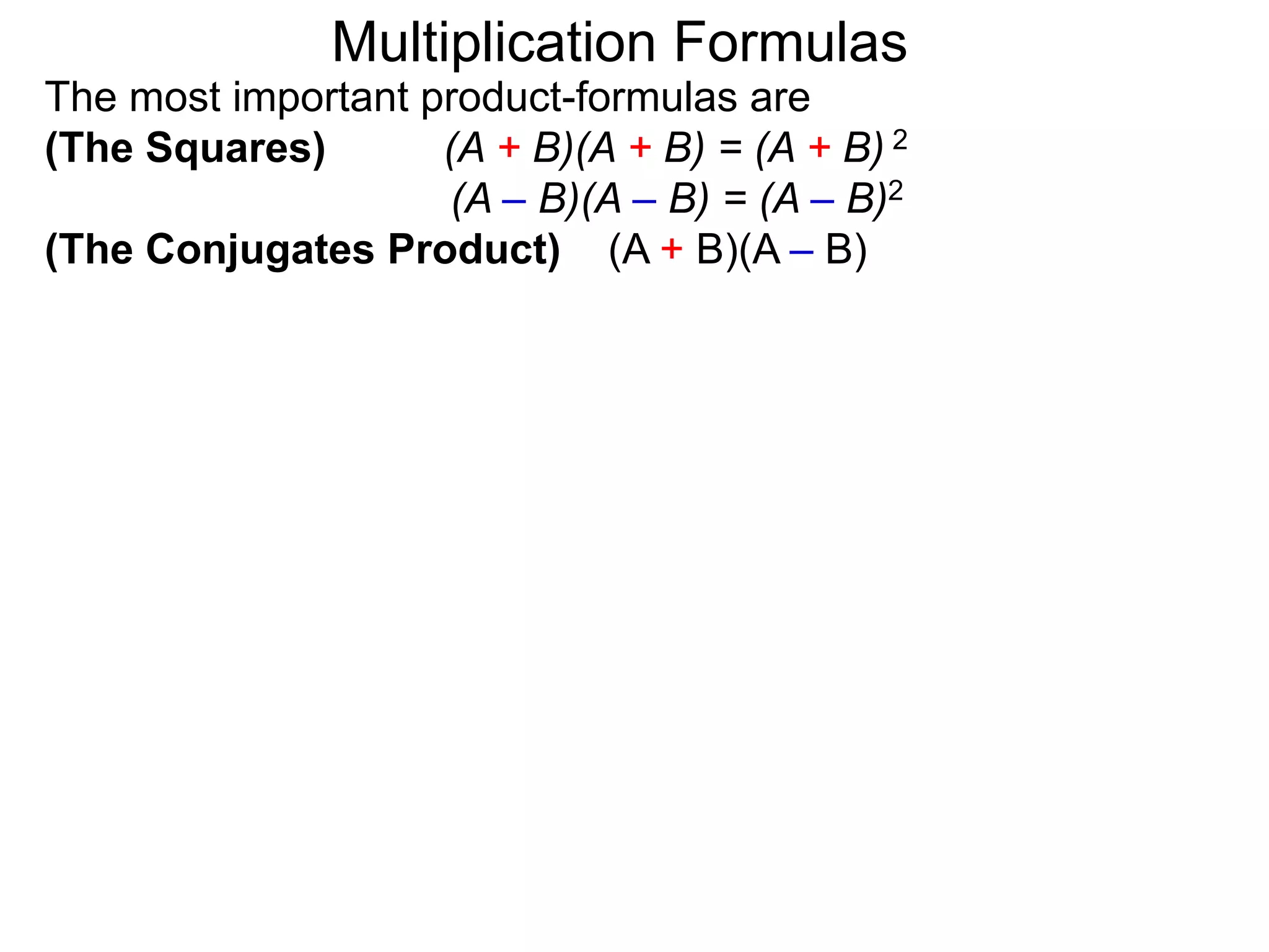 4 multiplication formulas x | PPTX
