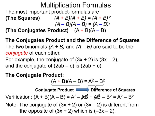 4 multiplication formulas x | PPT