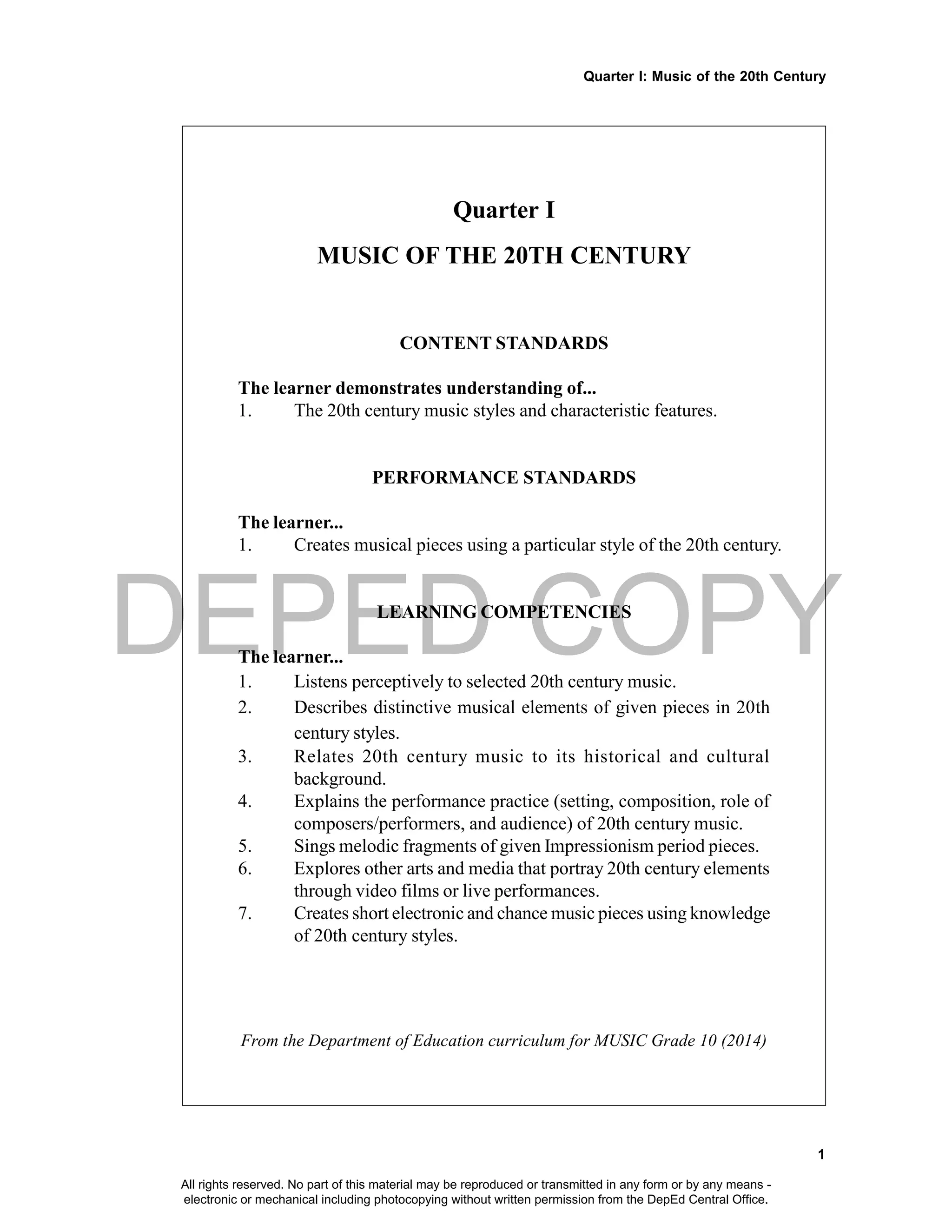 Music Grade-10 TG Quater 1 | PDF
