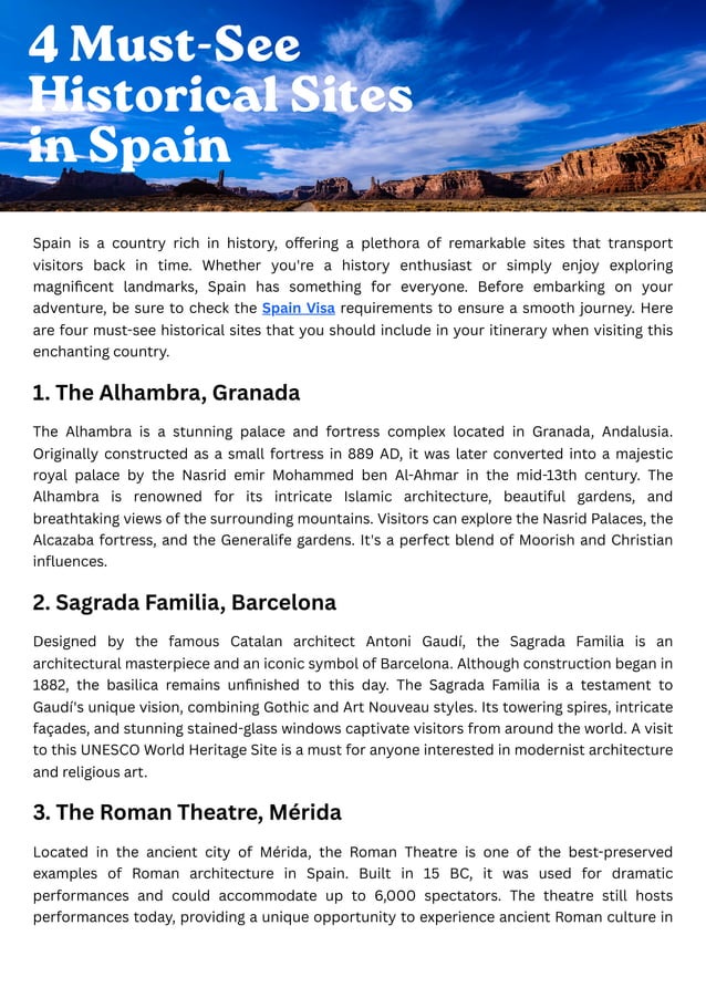 4 Must-See Historical Sites in Spain | PDF