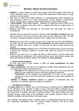 mutation recombination and transposition | PDF