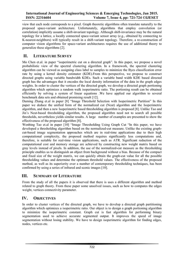 GRAPH PARTITIONING FOR IMAGE SEGMENTATION USING ISOPERIMETRIC APPROACH: A REVIEW | PDF