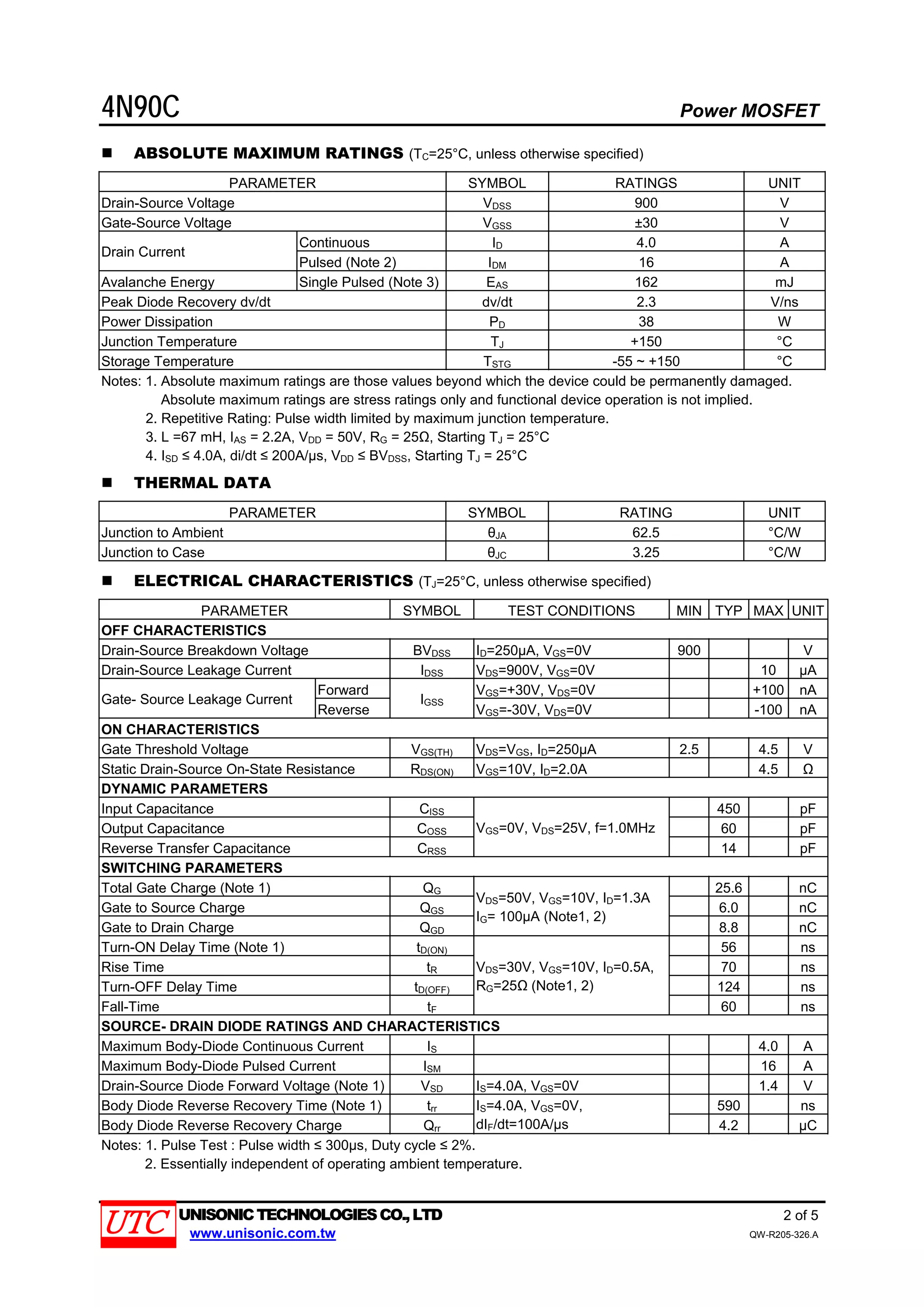 Original Mosfet 4N90C FQP4N90C FQP4N90 900V 4A TO-220 New | PDF