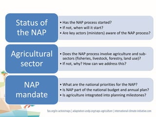 NAP Agriculture Technical Guidelines: Approach, Opportunities and ...