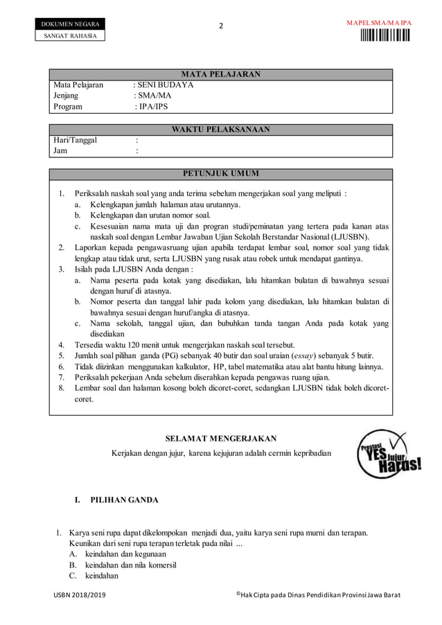 [4] naskah soal usbn paket 1 (utama) | PDF
