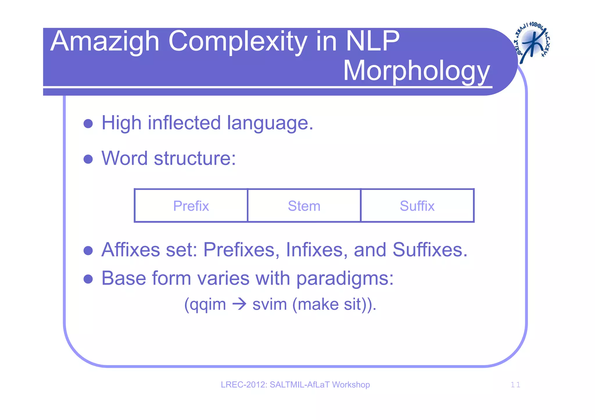 Natural Language Processing for Amazigh Language | PPT