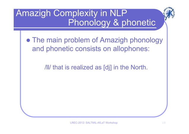 Natural Language Processing for Amazigh Language | PPT