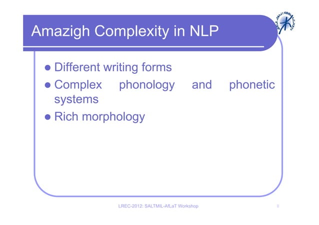 Natural Language Processing for Amazigh Language | PPT