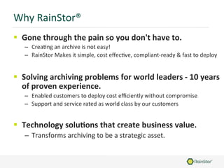 Archiving is a No-brainer - Bloor Analyst and RainStor Executive ...