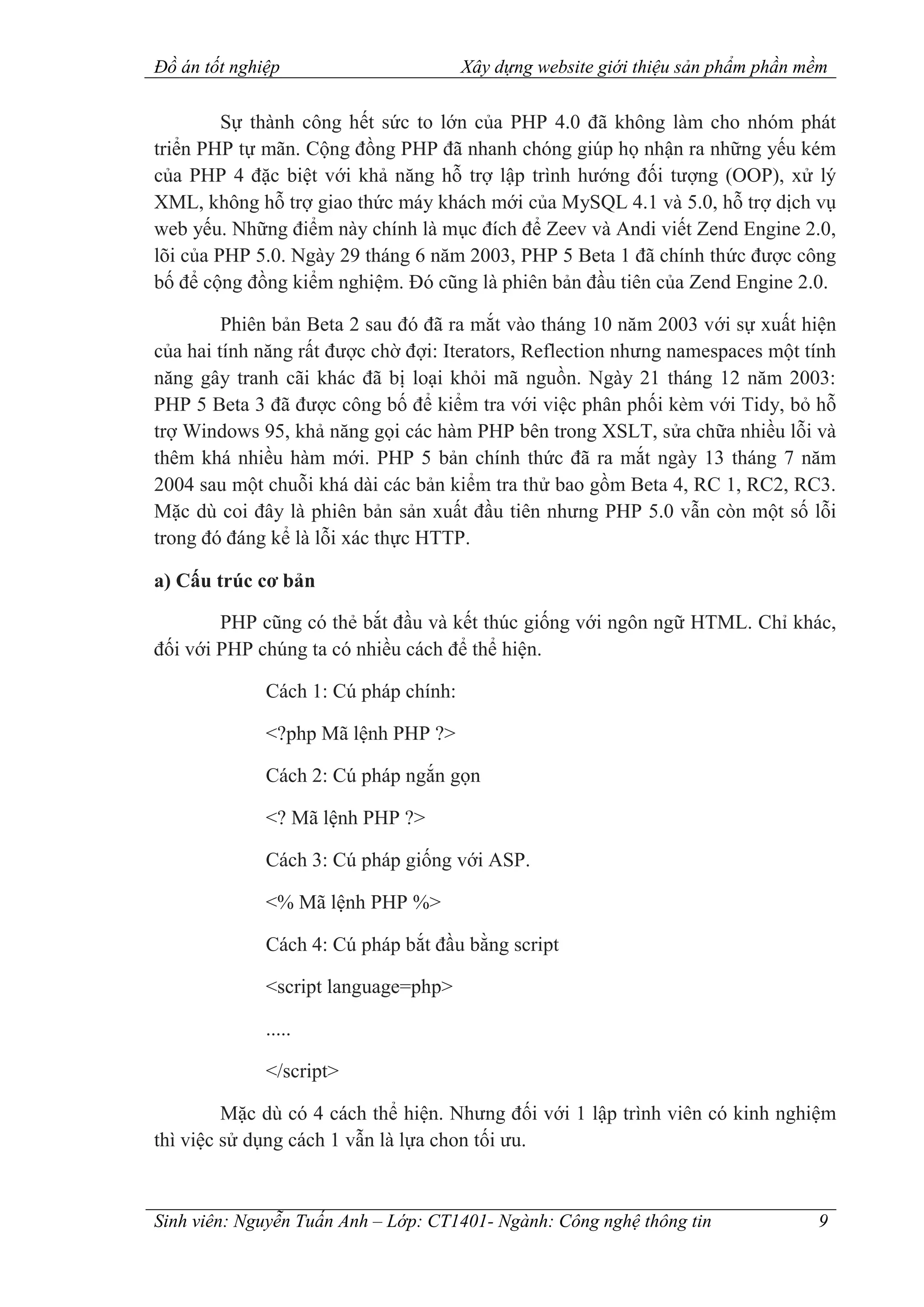 Đề tài: Xây dựng website giới thiệu cho sản phẩm phần mềm, 9đ | PDF