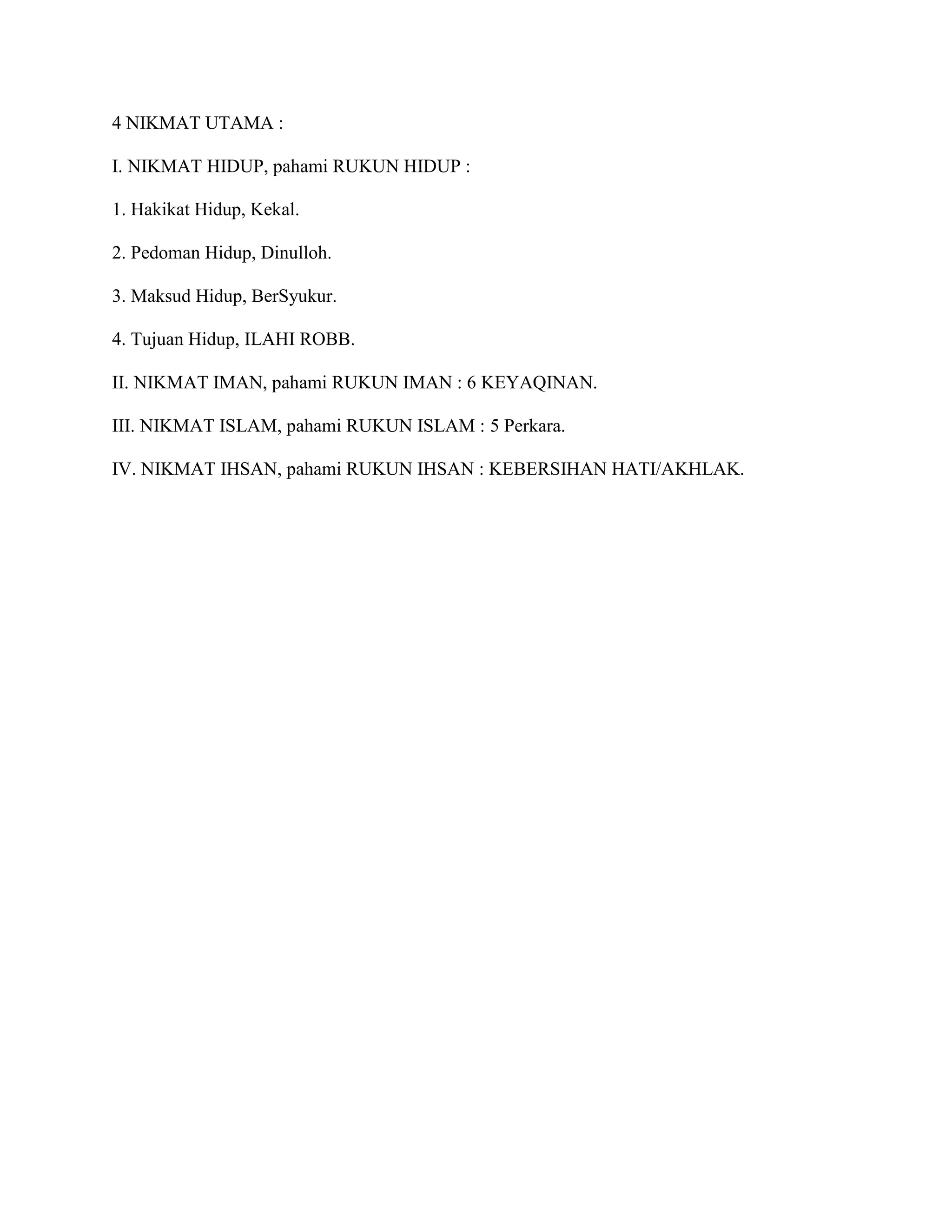 4 nikmat utama | DOCX