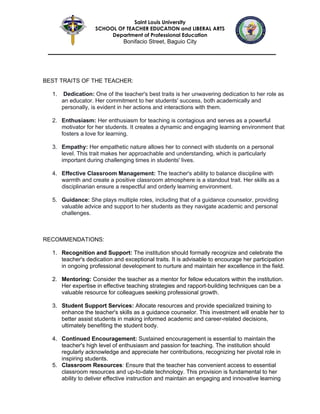 4 OBSERVATION SHEET ON THE TEACHER.Saint Louis University | DOCX