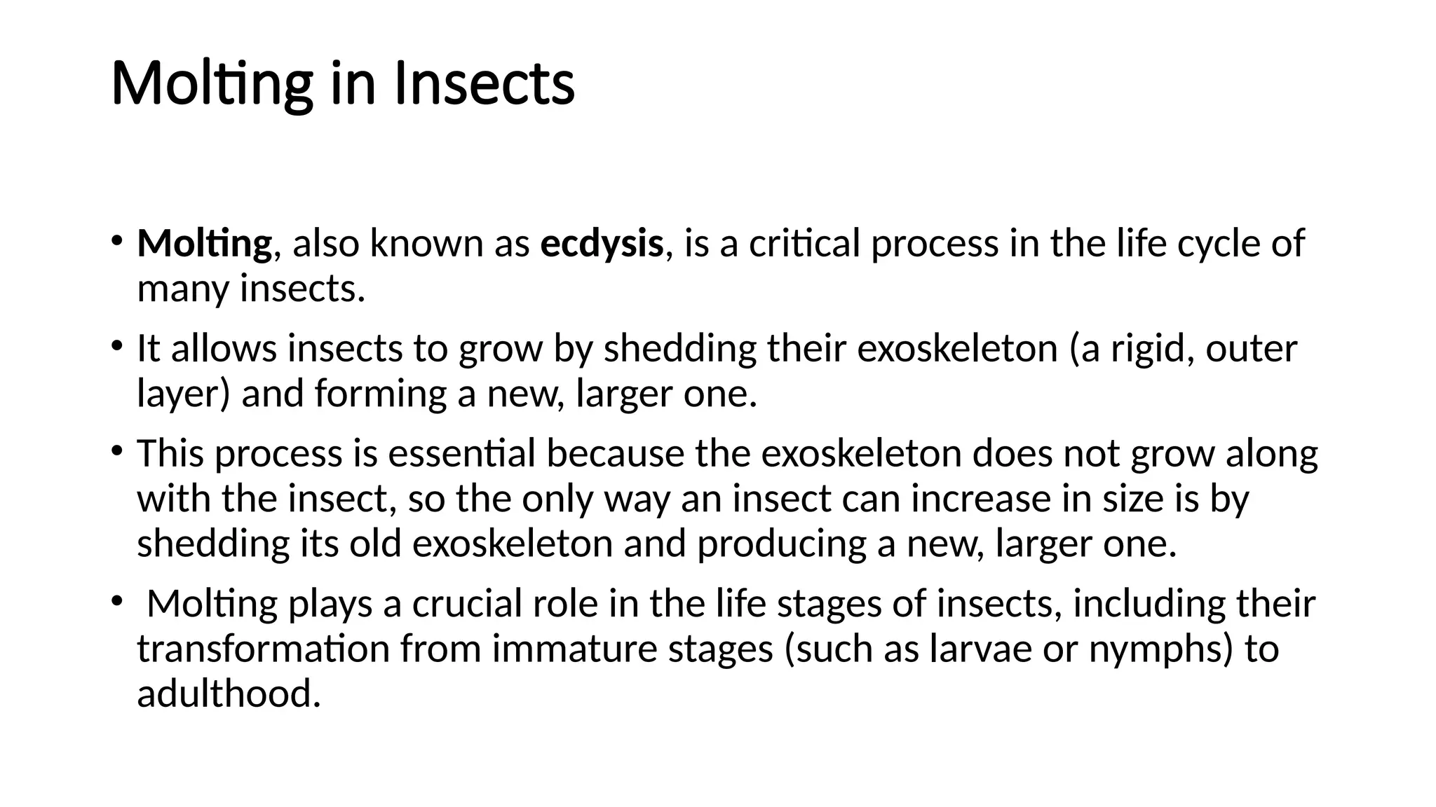 Molting or Ecdysis, Its stages and Enzymes | PPTX