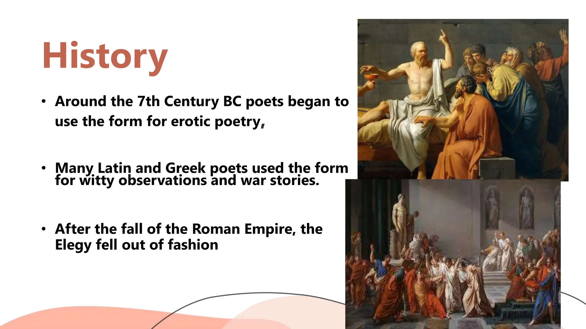 The Presentation Focus on the Elegy, a type of Poem. With an original ...