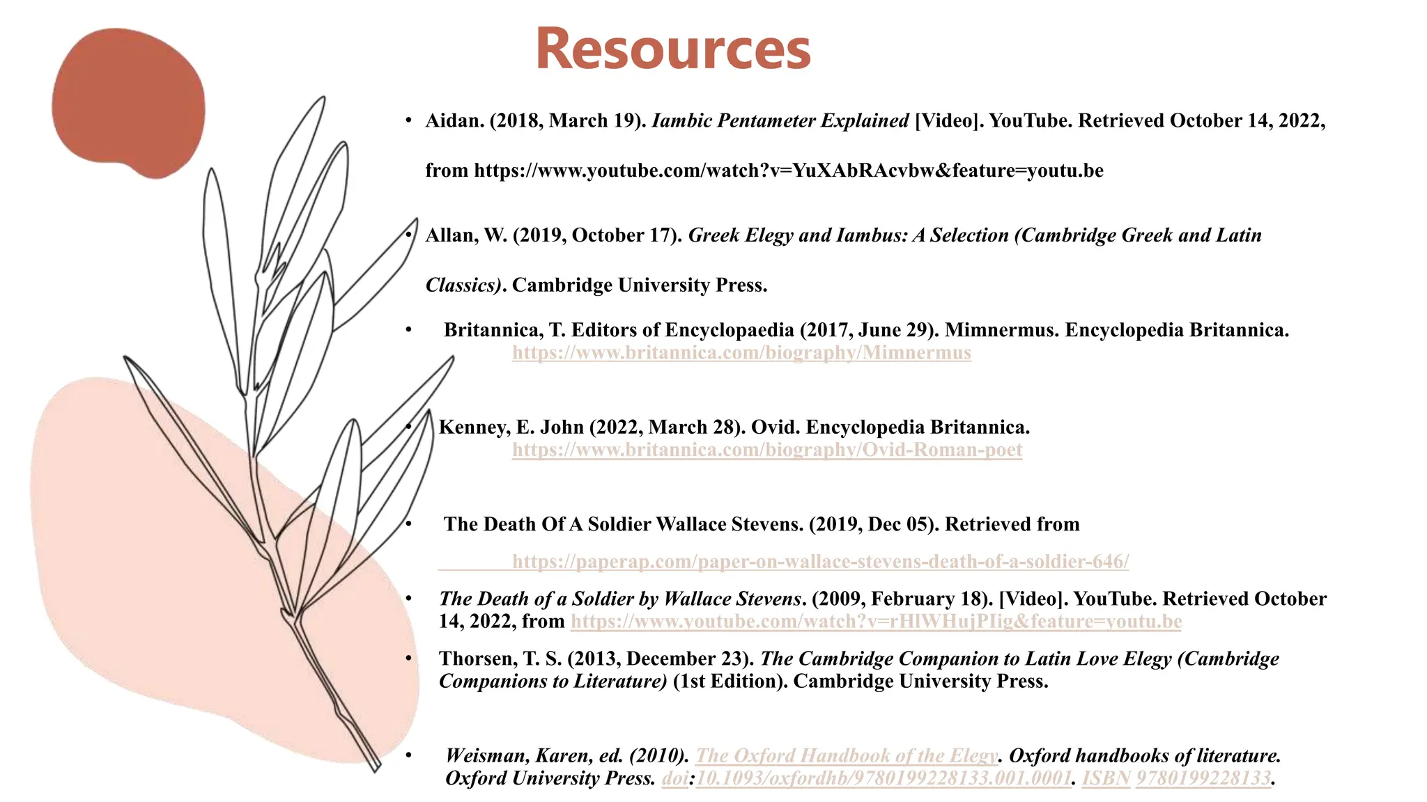 The Presentation Focus on the Elegy, a type of Poem. With an original ...