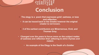 The Presentation Focus on the Elegy, a type of Poem. With an original ...