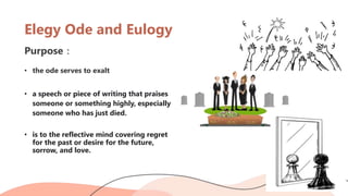 The Presentation Focus on the Elegy, a type of Poem. With an original ...