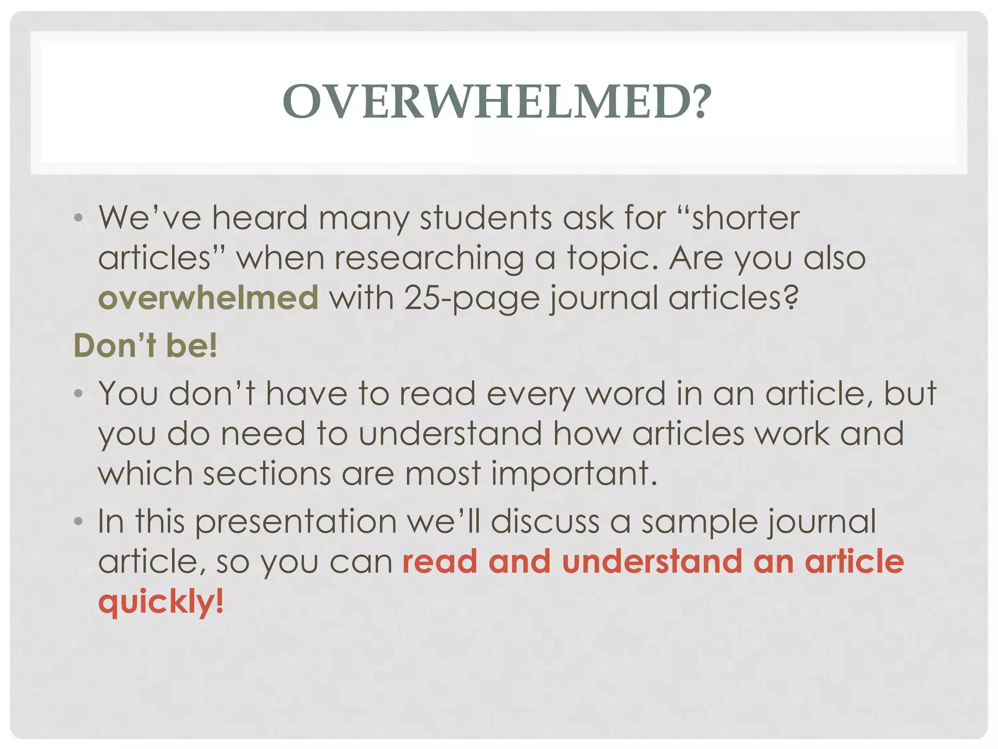 Reading Academic Journal Articles | PPTX