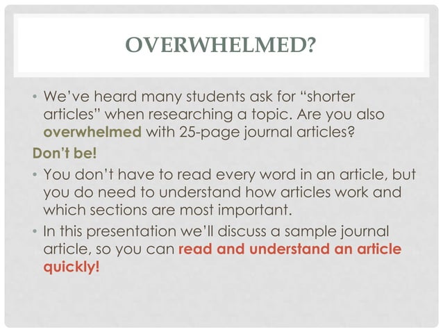 Reading Academic Journal Articles | PPTX