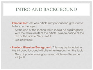 Reading Academic Journal Articles | PPTX