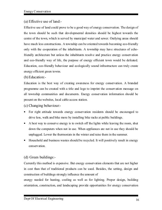ENERGY CONSERVATION report By EE-63