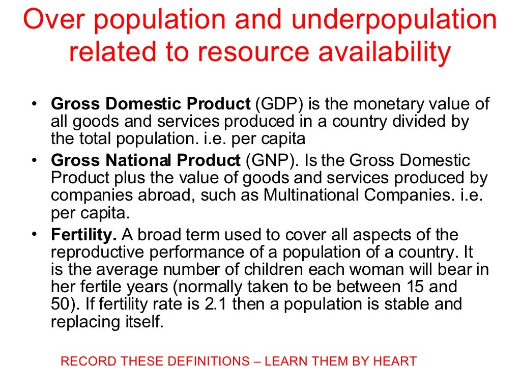 Population definitions
