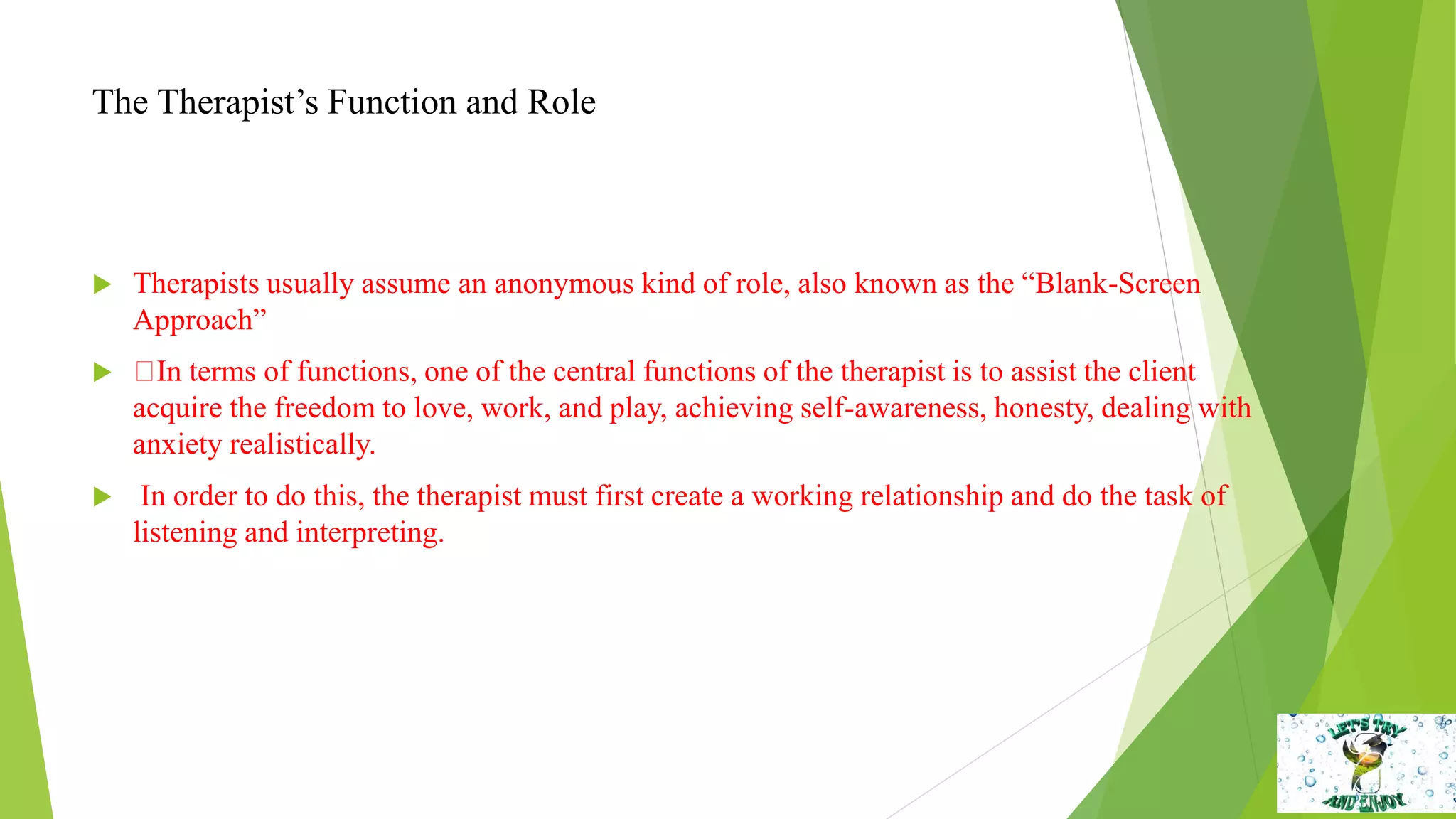 Therapeutic process in psychoanalytical theory | PPT