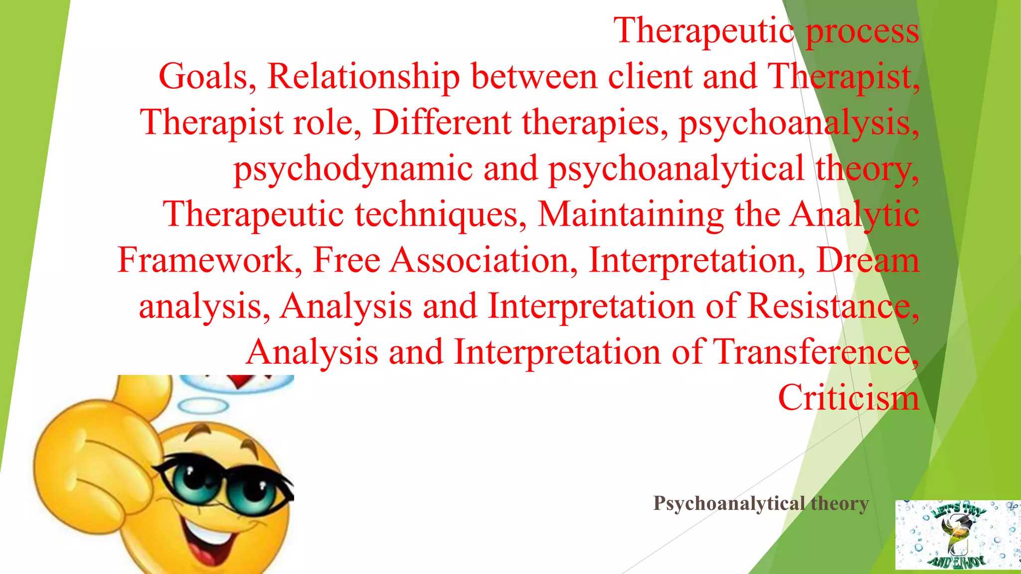 Therapeutic process in psychoanalytical theory | PPT