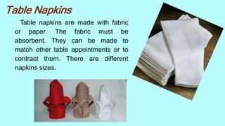 Food and Beverage Services-Table Appointments | PPTX