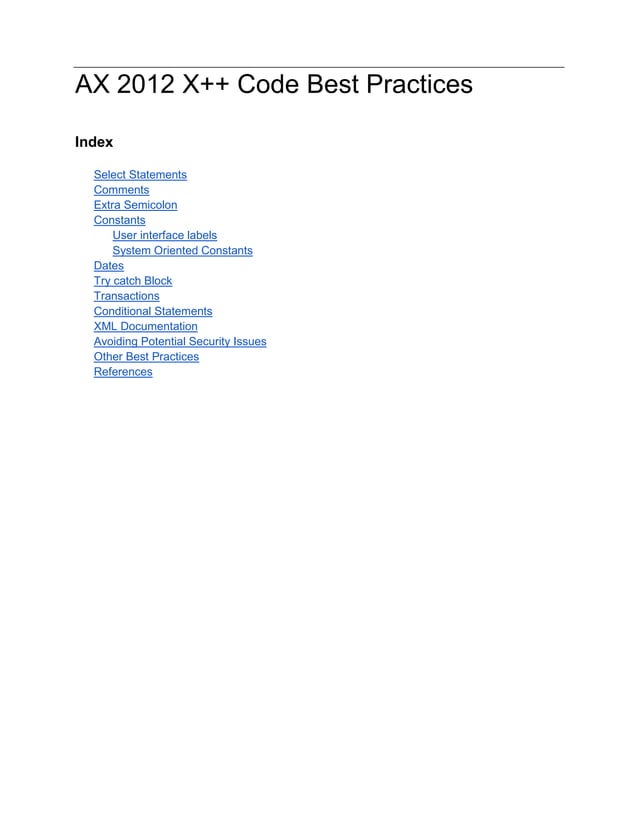 Ax 2012 x++ code best practices | DOCX | Programming Languages | Computing