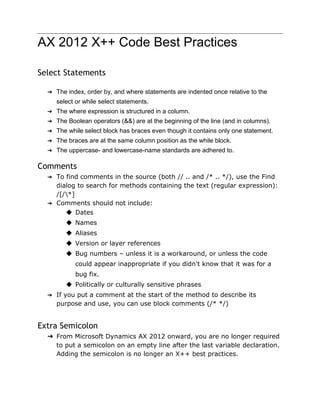 Ax 2012 x++ code best practices | DOCX