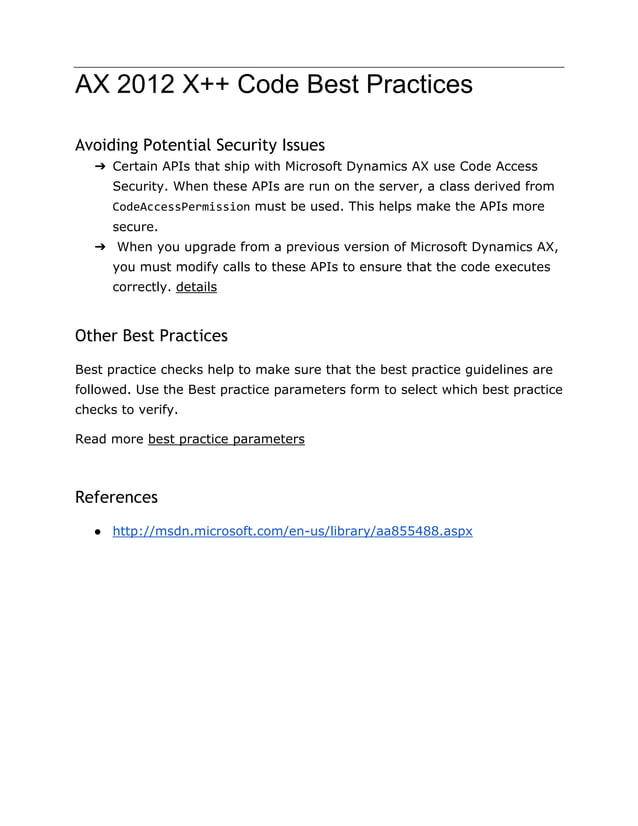 Ax 2012 x++ code best practices | DOCX | Programming Languages | Computing