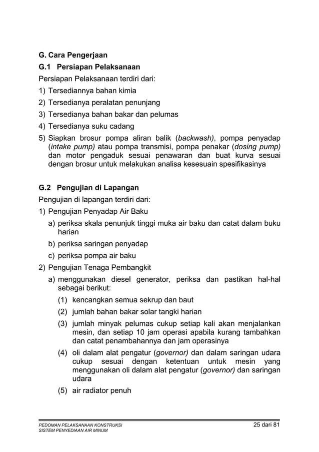 Pedoman Pelaksanaan Konstruksi Sistem Penyediaan Air Minum | PDF