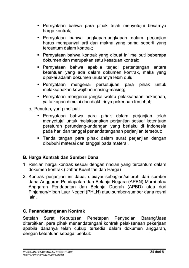 Pedoman Pelaksanaan Konstruksi Sistem Penyediaan Air Minum | PDF