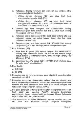 Pedoman Pelaksanaan Konstruksi Sistem Penyediaan Air Minum | PDF
