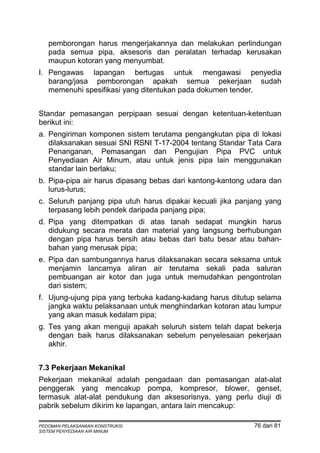 Pedoman Pelaksanaan Konstruksi Sistem Penyediaan Air Minum | PDF