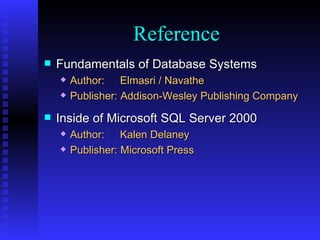 SQL Server 2000 Research Series - Performance Tuning | PPT