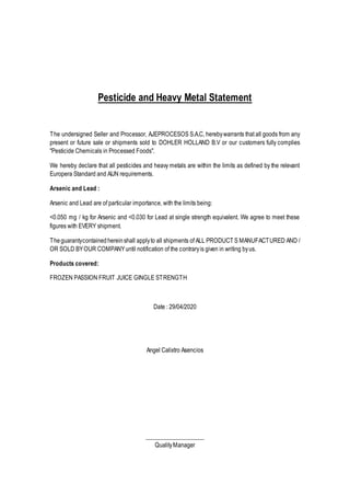 4 pesticide and heavy metal statement | DOCX