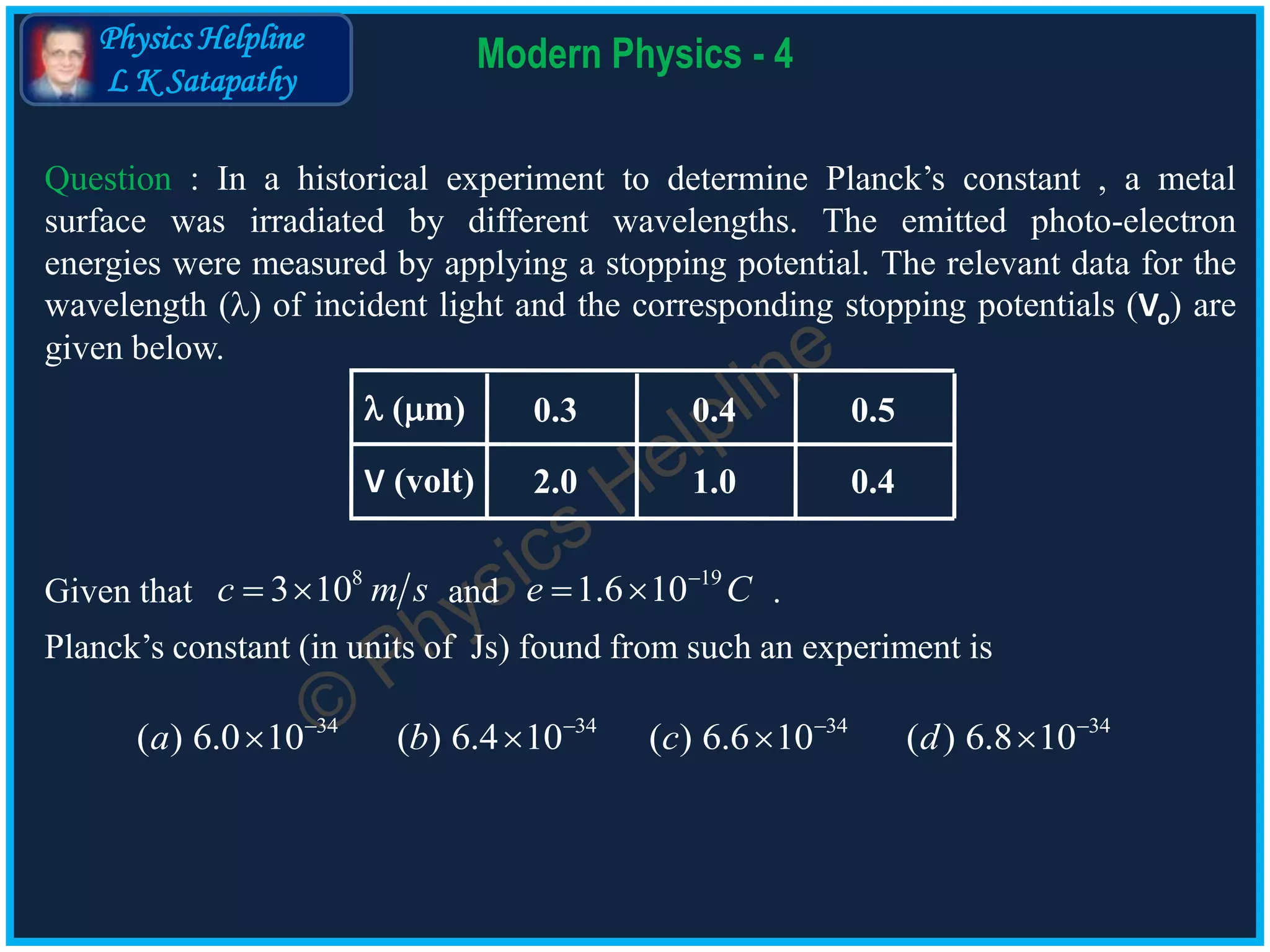 Photo Electric Effect / Planck's Constant | PPT