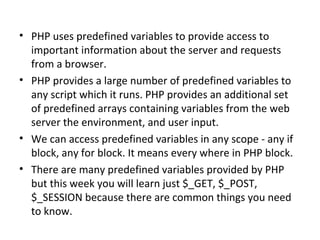 php $_GET / $_POST / $_SESSION | PPT