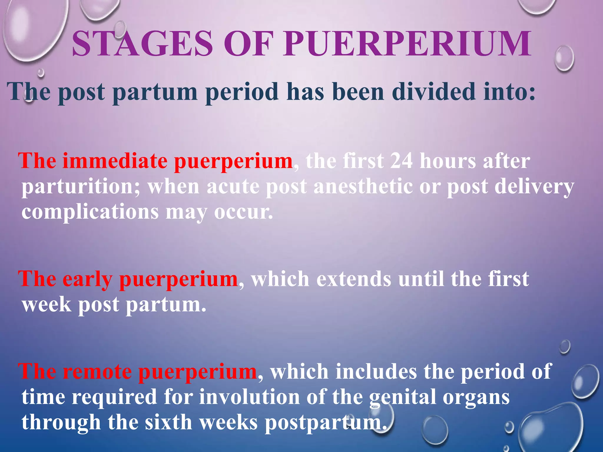 Physiology of puerperium